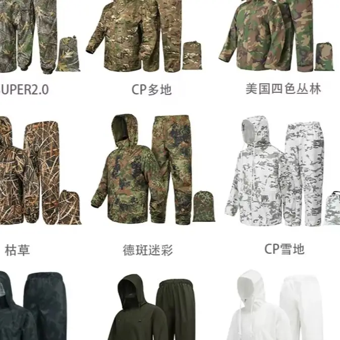 Rain Coat Suit Hunting Riding Fishing Reflective Strip Split Rain ...