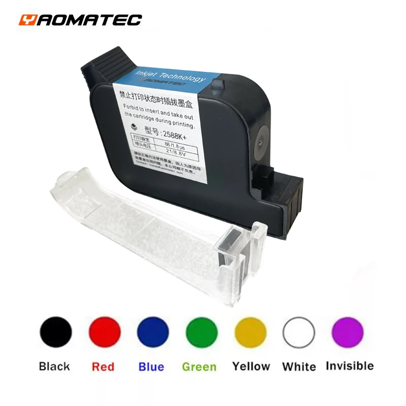 YAOMATEC 2588K+ 600DPI 12.7mm Handheld thermal inkjet Printer Fast Dry Eco Solvent Ink Cartridge