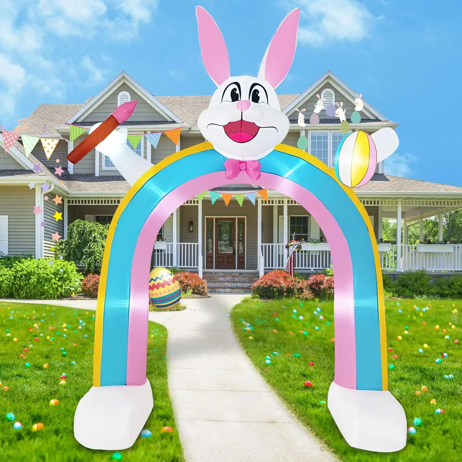 7.5FT Easter Inflatables Arch Decorations Giant Easter Bunny Inflatable ...