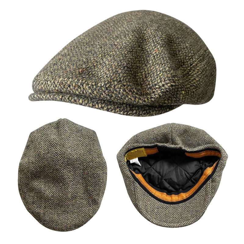 New Wool Flat Cap Men's Golf Cabbie Hat Gatsby Ivy Cap Irish Hunting ...
