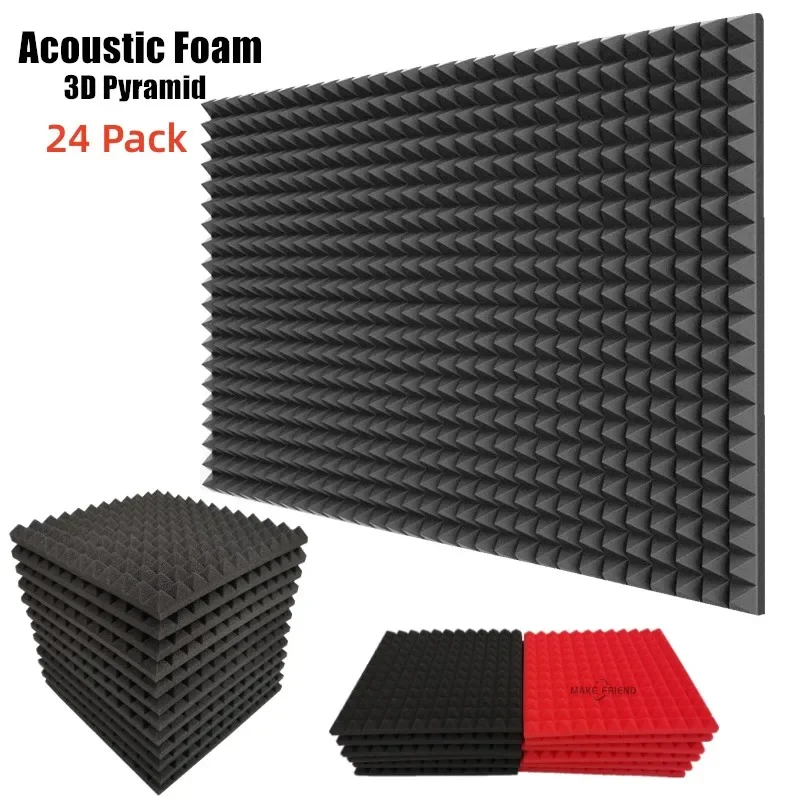 24PCS-300x300x25mm-Studio-Acoustic-Foam-Soundproofing-Sponge-Pyramid ...