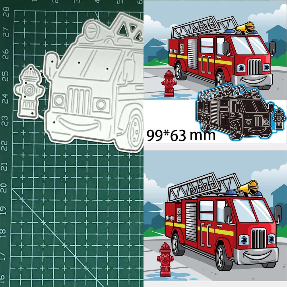 Metal Cutting Dies Scrapbooking Fire Truck DIY Album Paper Card Craft ...