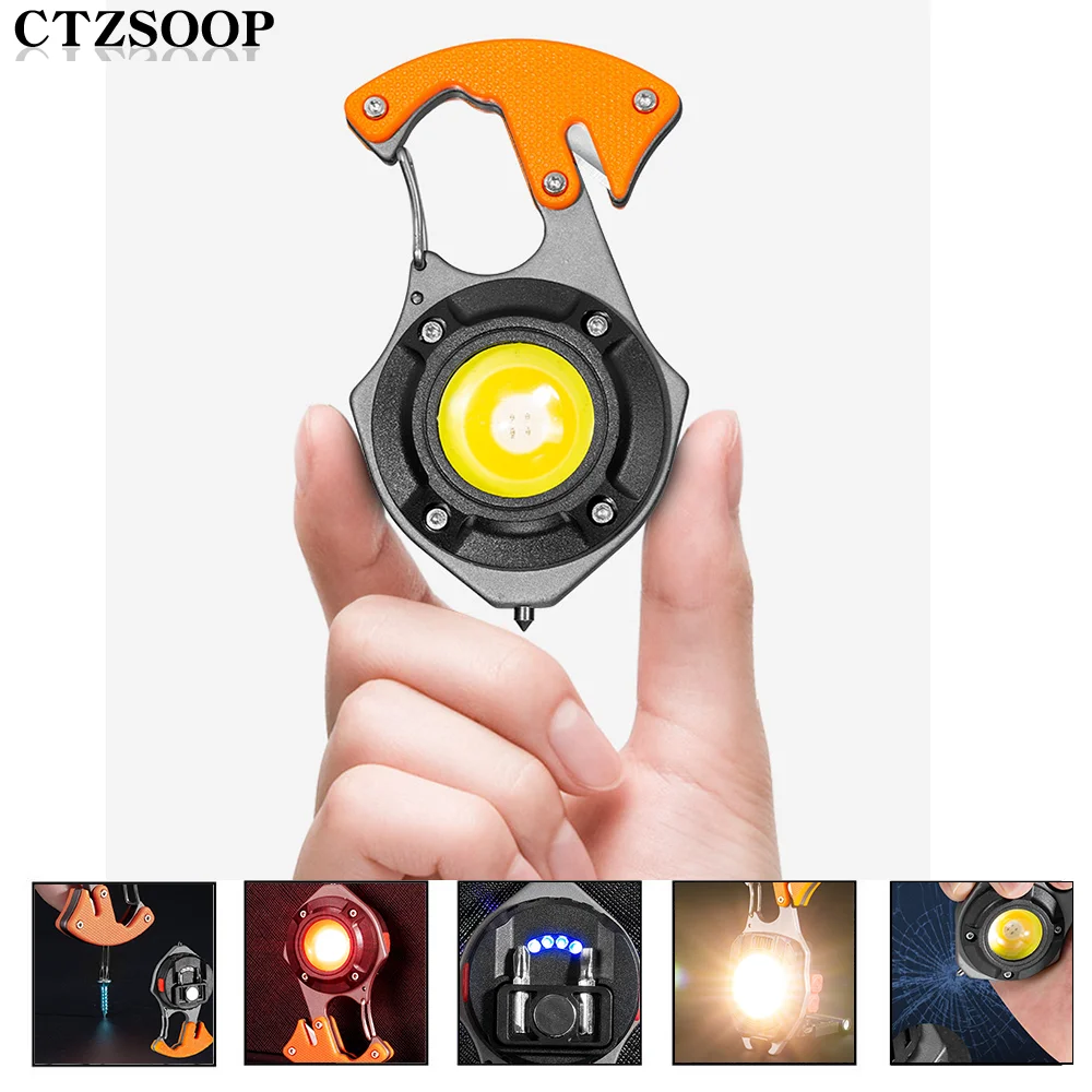 COB Mini Keychain Lamp LED Flashlight Work Light Outdoor Camping ...