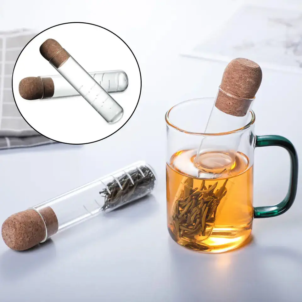 Creative Tea InfuserClear Filter Glass Tube Tea Strainer with Cork Lid ...