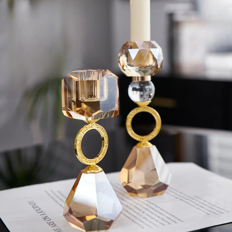 Crystal Candle Holder Simple Modern Champagne Color Decoration Home ...
