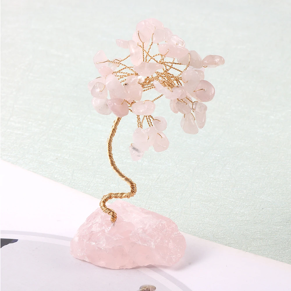 Mini Healing Natural Stone Pink Crystal Quartz Citrine Rich Tree Of ...