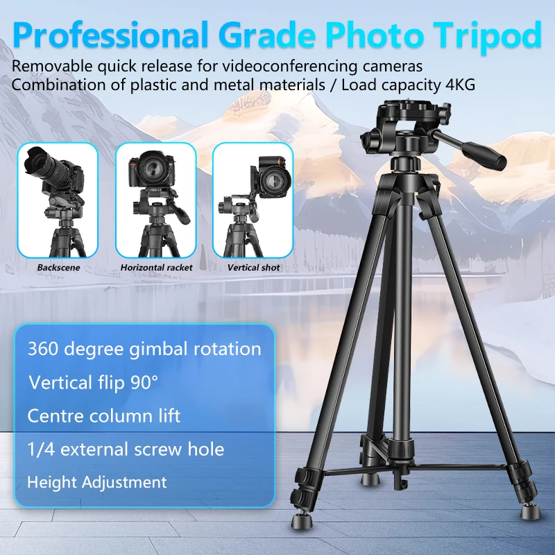 Professional Portable Aluminum Fluid Head Camera Tripod for Camcorder ...