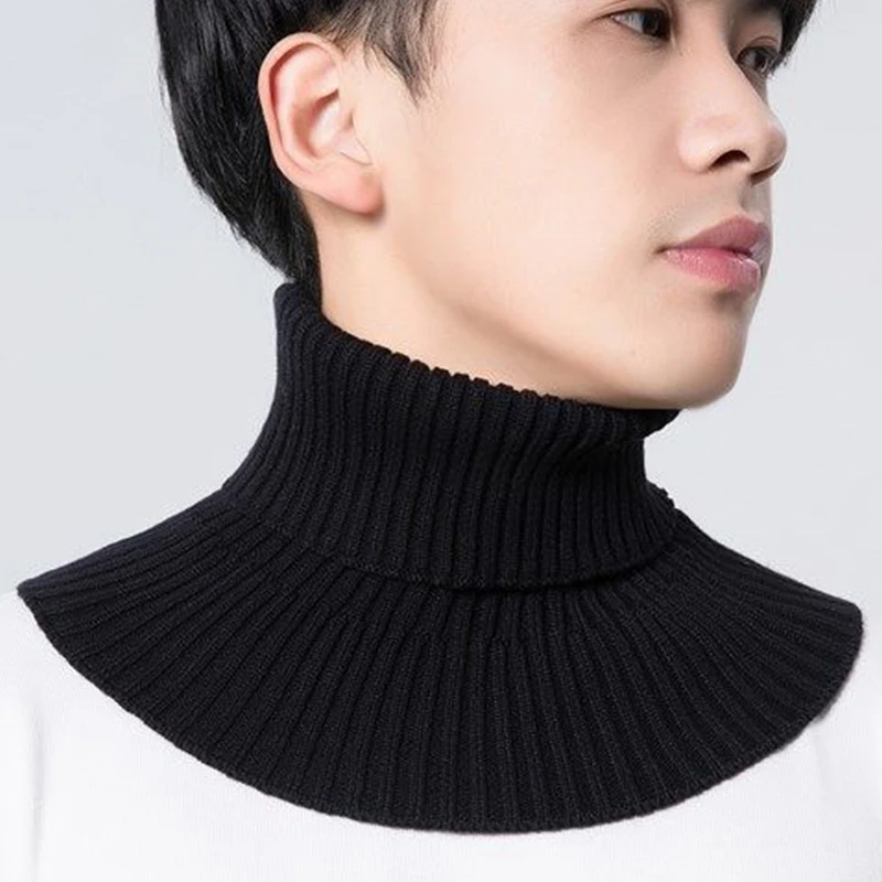 Men-Fake-Collar-Scarf-Unisex-Detachable-Neck-Guard-Pullover-Knitted ...