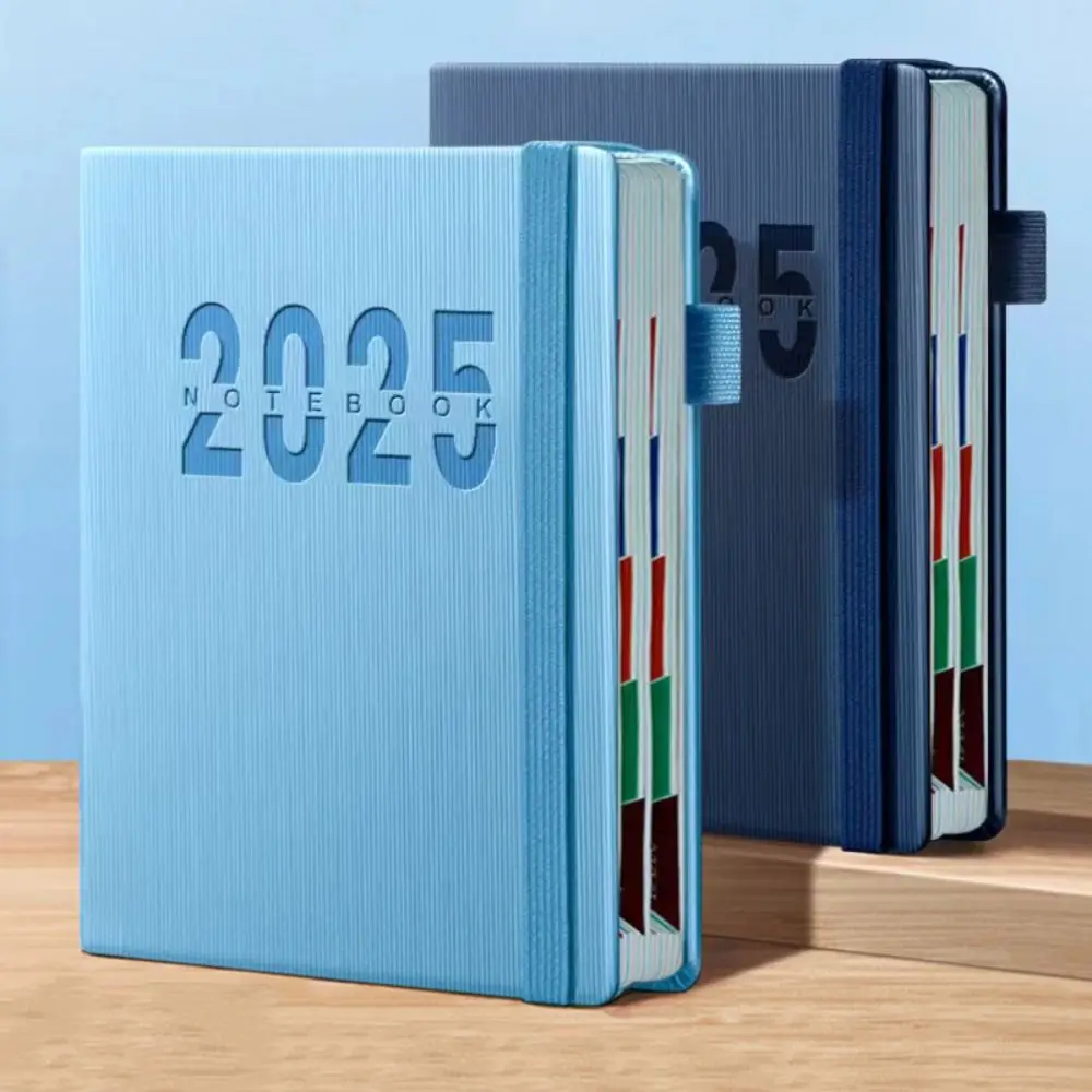 2025-A5-Textured-PU-Portable-Agenda-Book-English-Calendar-Book-Notepads ...