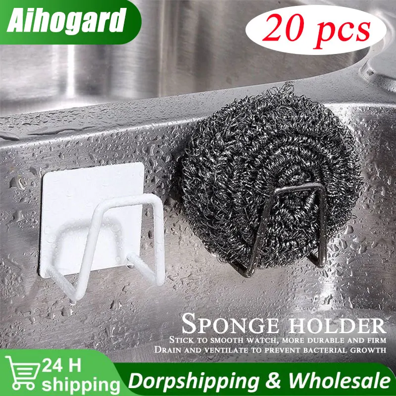 Kitchen-Organizer-Sponge-Holder-Soap-Drying-Rack-Self-Adhesive-Sink ...