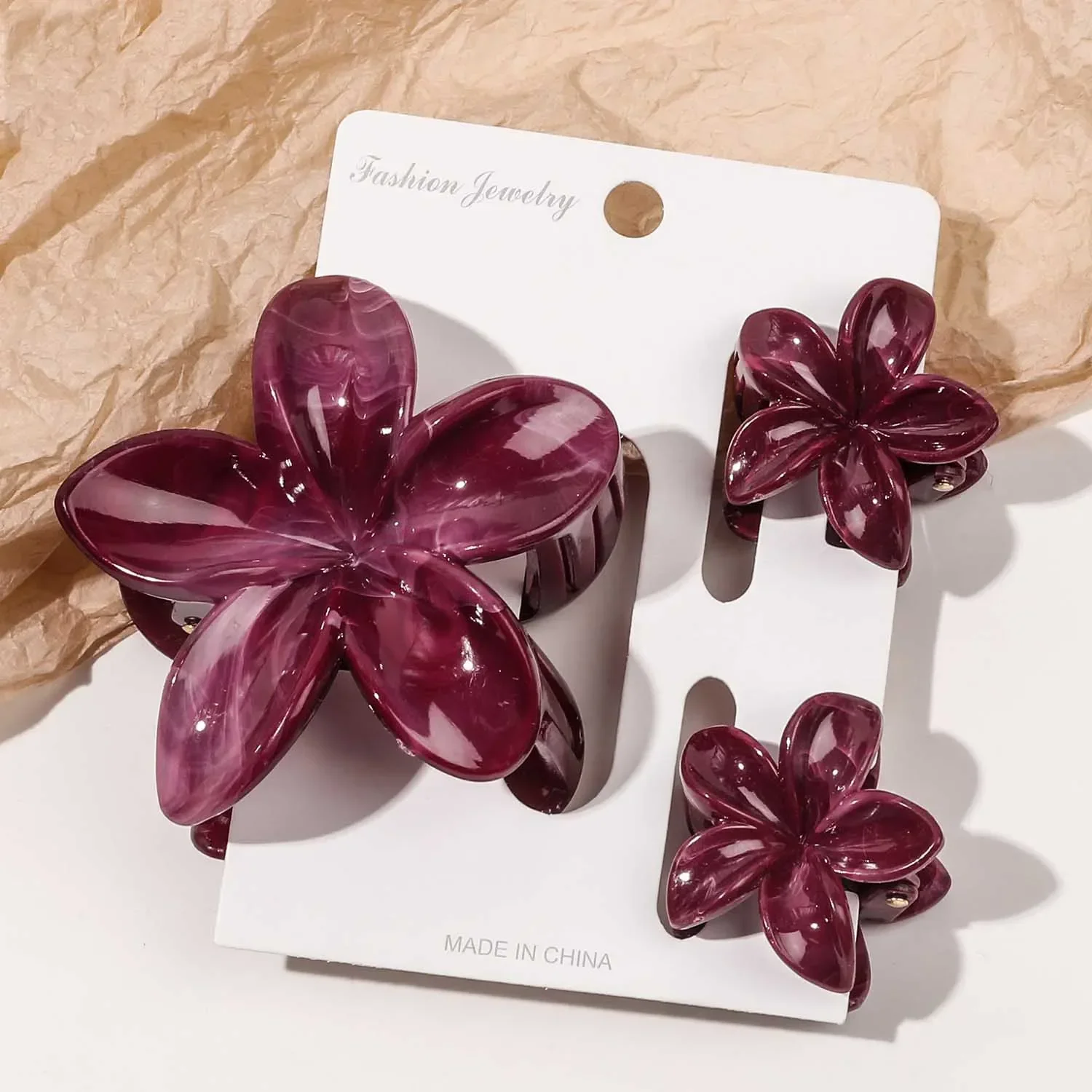 3 pcs/set Flower Claw Clip Women Summer Beach Cute Hawaiian Preppy ...