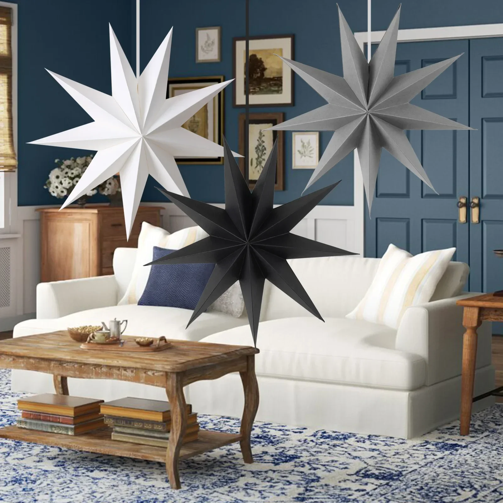 30cm Hanging Paper Stars Paper Flower Crafts for Wedding Kids Birthday ...