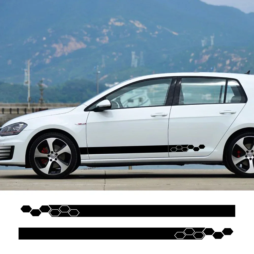2Pcs Car Door Long Stripe Sticker Vinyl Decals For Volkswagen VW Golf 8 ...