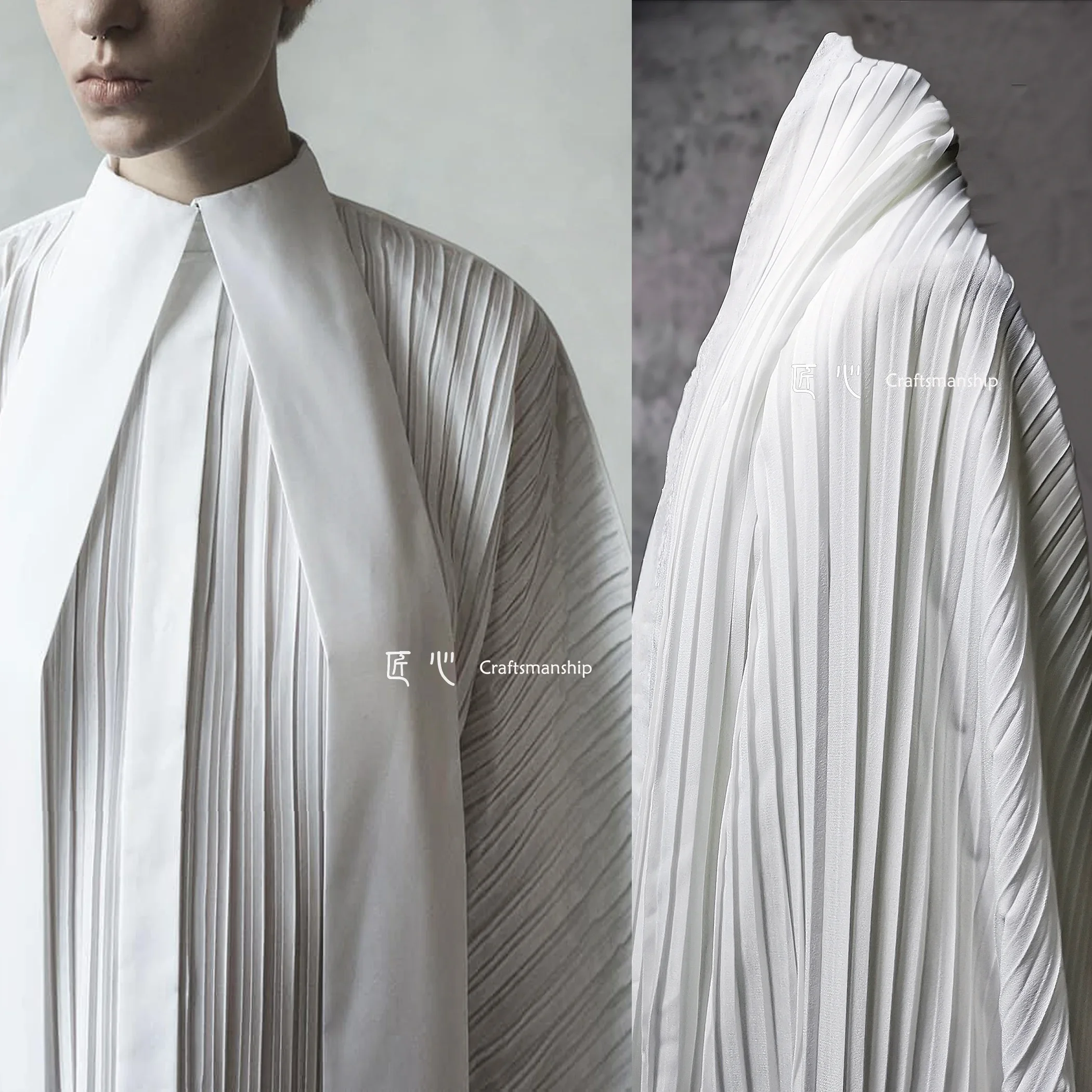 White-Mess-Chiffon-Organza-Hundred-Fold-Pressure-Pleated-Texture ...