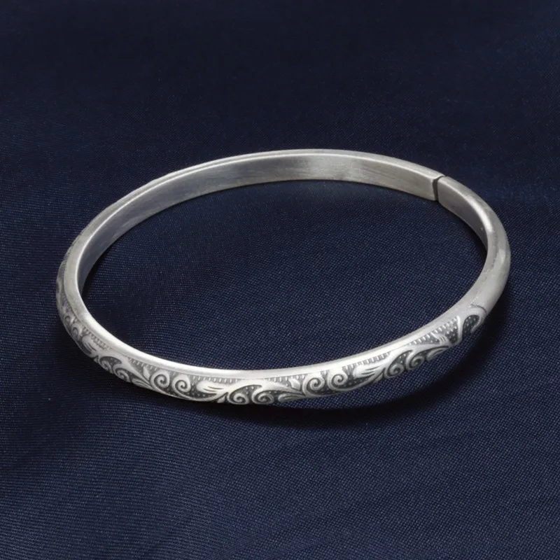 100-Pure-999-Silver-Chinese-Style-Bangle-for-Women-Girls-Retro-Ethnic-Cloud-Shape-Bracelet ...