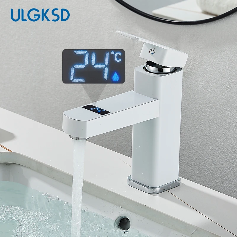 White-LCD-Bathroom-Basin-Faucet-Hot-and-Cold-Sink-Mixer-Tap-Bathroom ...