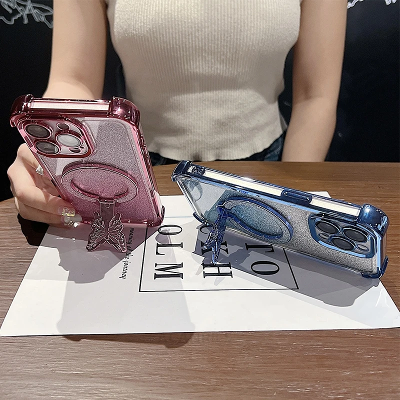 Butterfly Holder Silicone Stand Case with Metallic Plating for honor 90 ...