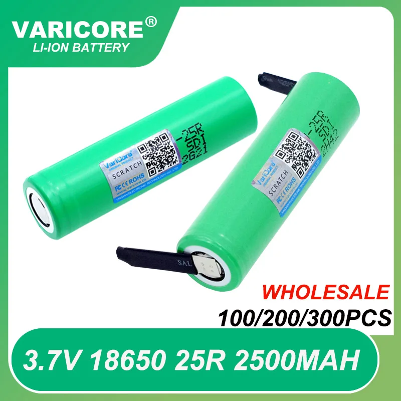100-New-Brand-18650-2500mAh-Rechargeable-battery-3-6V-INR18650-25R-M ...
