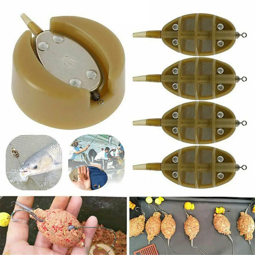 1Set 4 Feeders Inline Method Carp Fishing Feeder Lead Sinker Bait ...