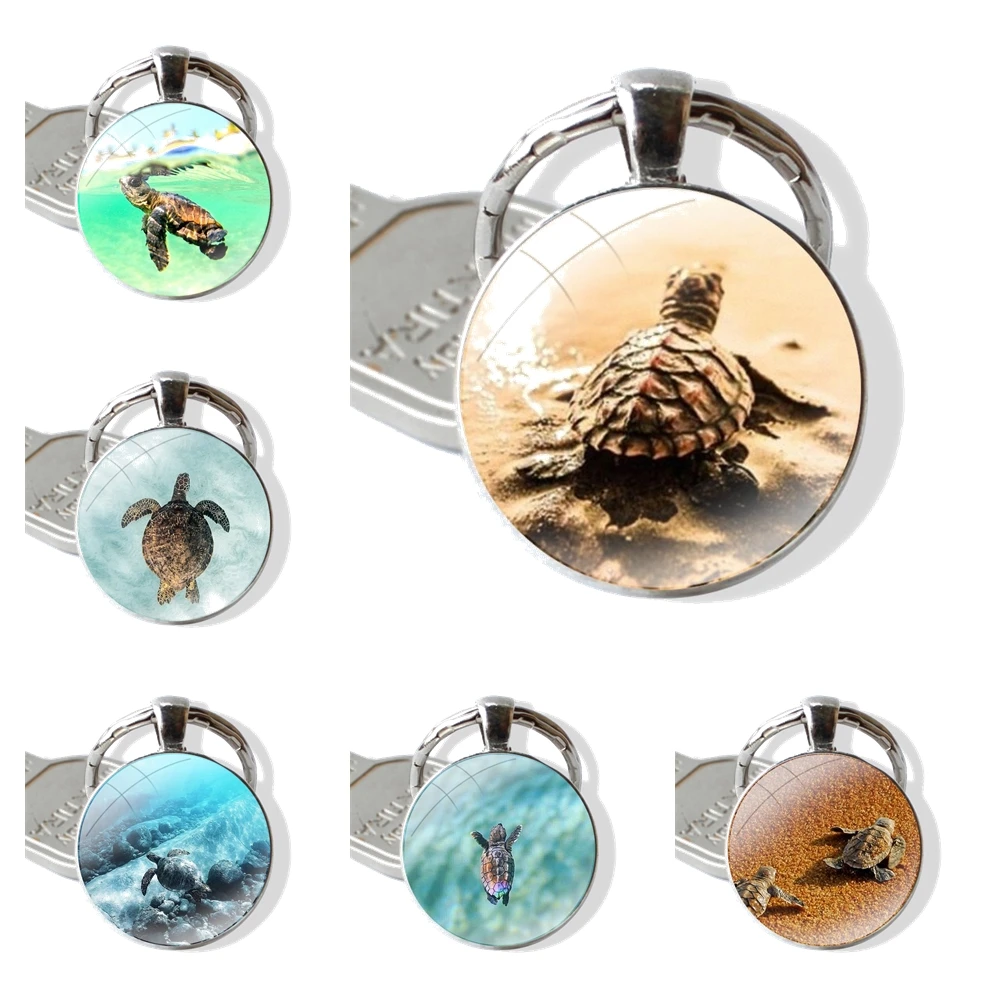 Animal-Turtle-See-Keychain-Handmade-Glass-Cabochon-Key-Ring-Holder ...