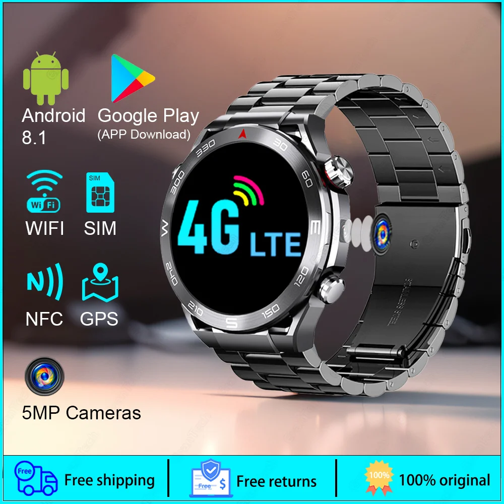 4G-LTE-SmartWatch-with-GPS-Wifi-NFC-HD-Camera-IP67-Heart-Rate-Google ...