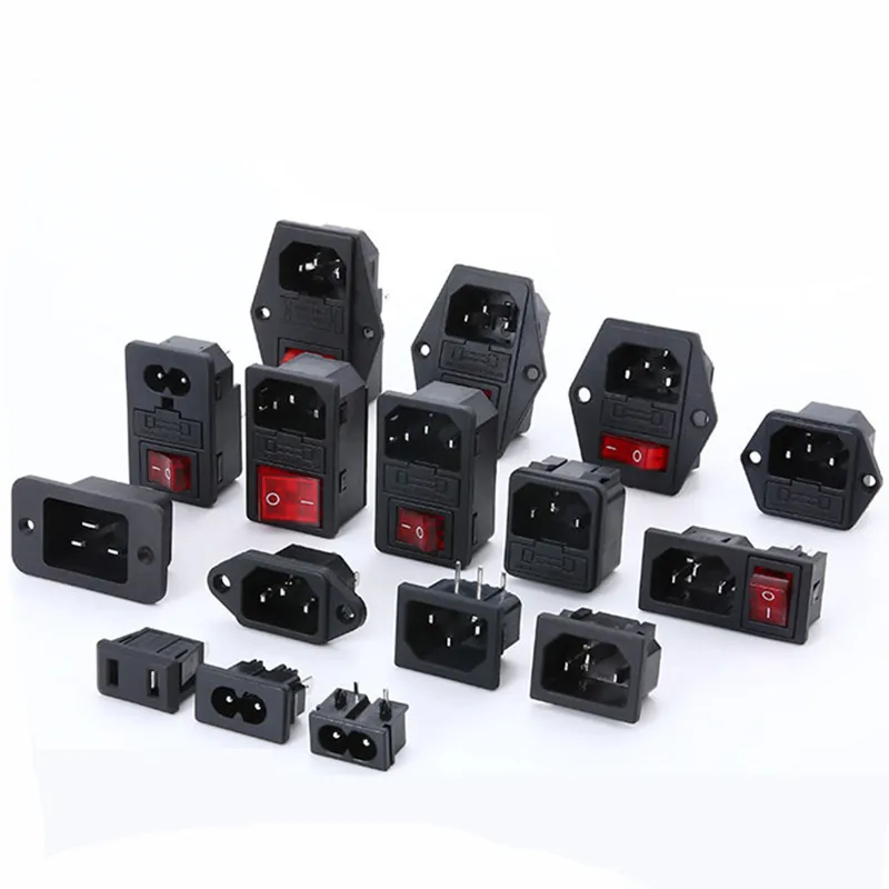 Enchufe de CA eléctrico IEC320 C14, 3 pines, LED rojo, 250V ...