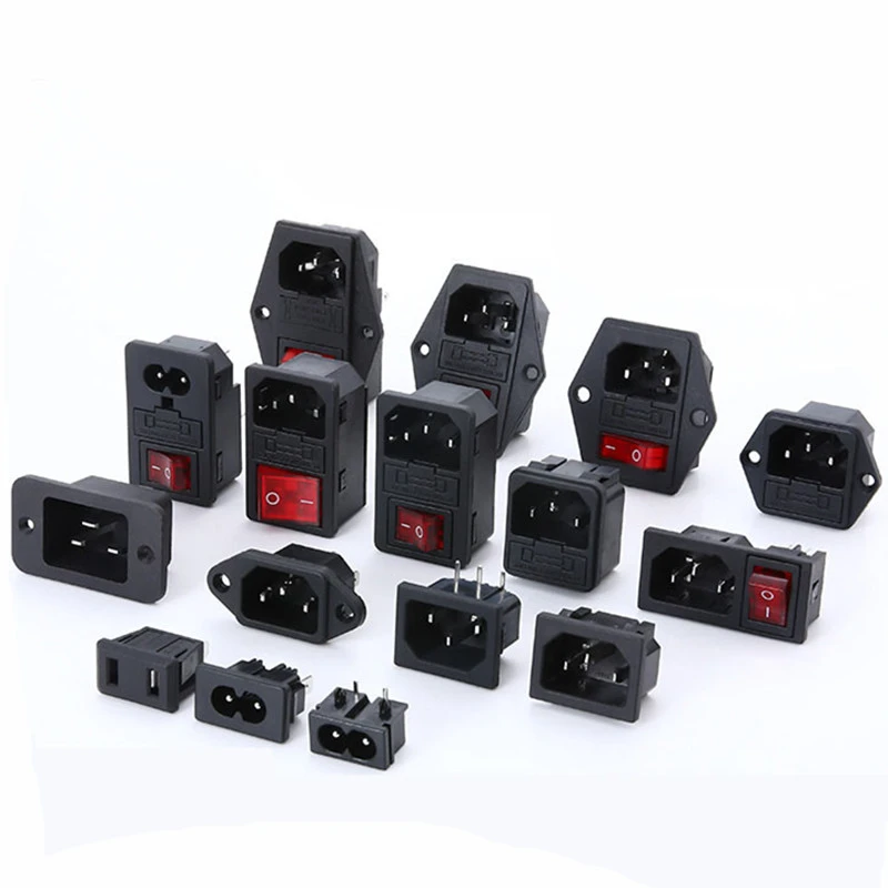 Iec320 c14 tomada elétrica 3 pinos led vermelho 250v interruptor de ...