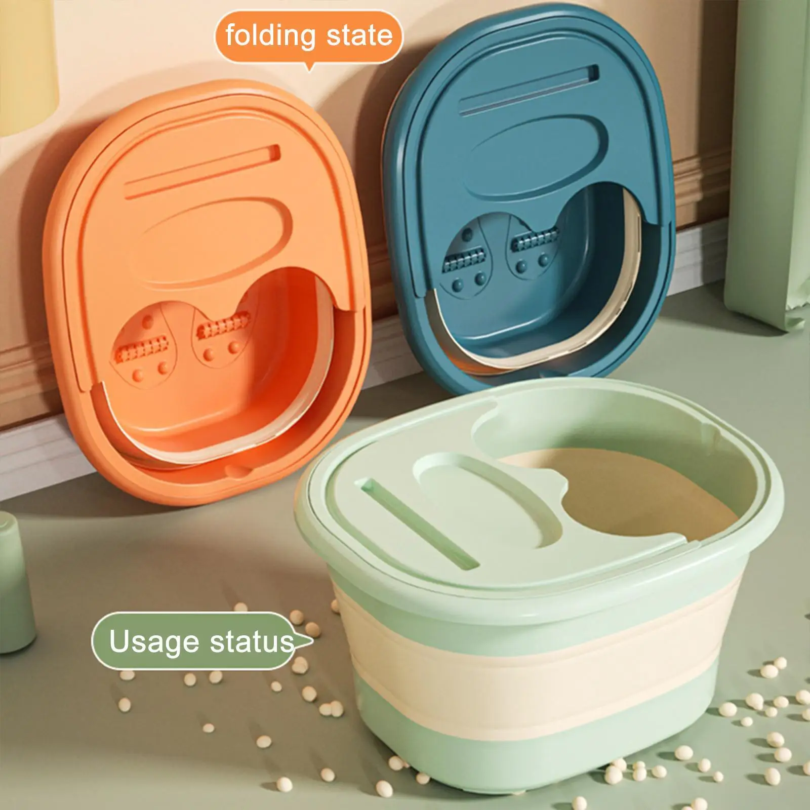 Foldable Foot Bath Bucket Massage Foot Wash Basin Home Laundry Tub ...