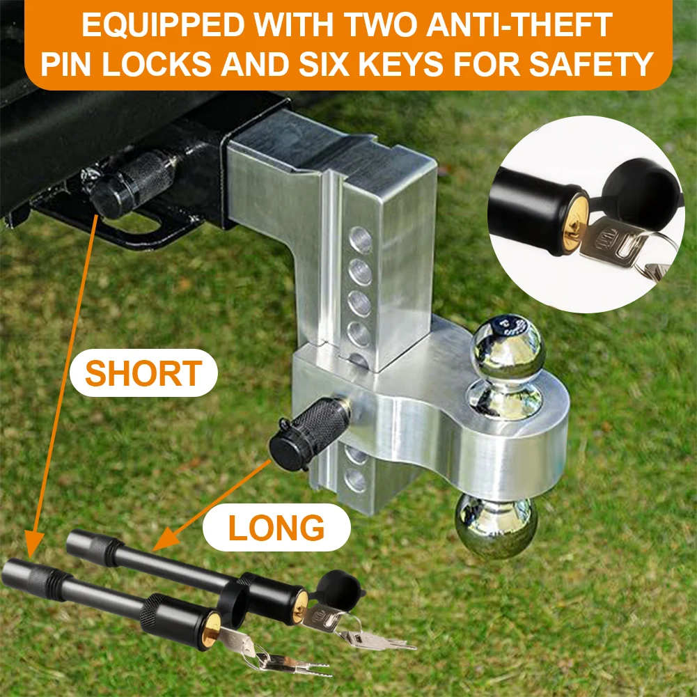 Adjustable Trailer Hitch with Pin Locks Dual Ball Towing Storage Hitch ...