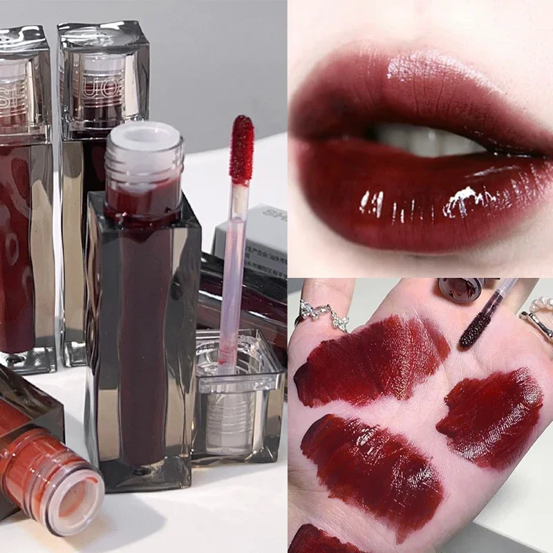 Dark-Red-Brown-Mirror-Glass-Lip-Glaze-Moisturizing-Sexy-Red-Liquid ...