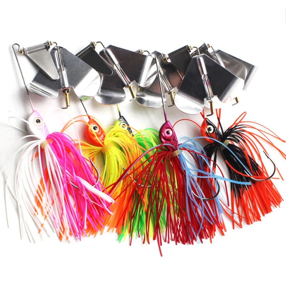 1-piece-Bass-Fishing-Lures-Blade-Metal-Bait-With-Rubber-Skirt ...