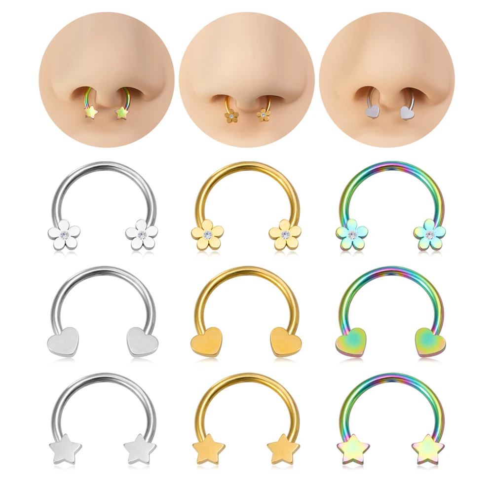 Piercing-Circular-con-forma-de-coraz-n-y-Estrella-anillo-para-la-nariz ...