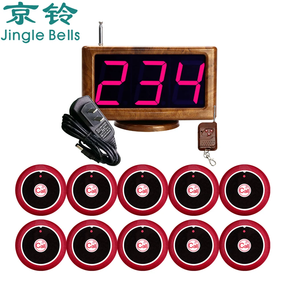 JINGLE-BELLS-10-Table-Call-Button-Transmitters-1-Display-Receiver ...
