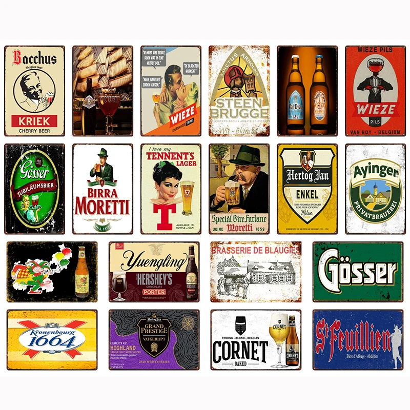 Vintage-Metal-Beer-Signs-Belgium-Germany-Tin-Bar-Posters-for-Wall ...