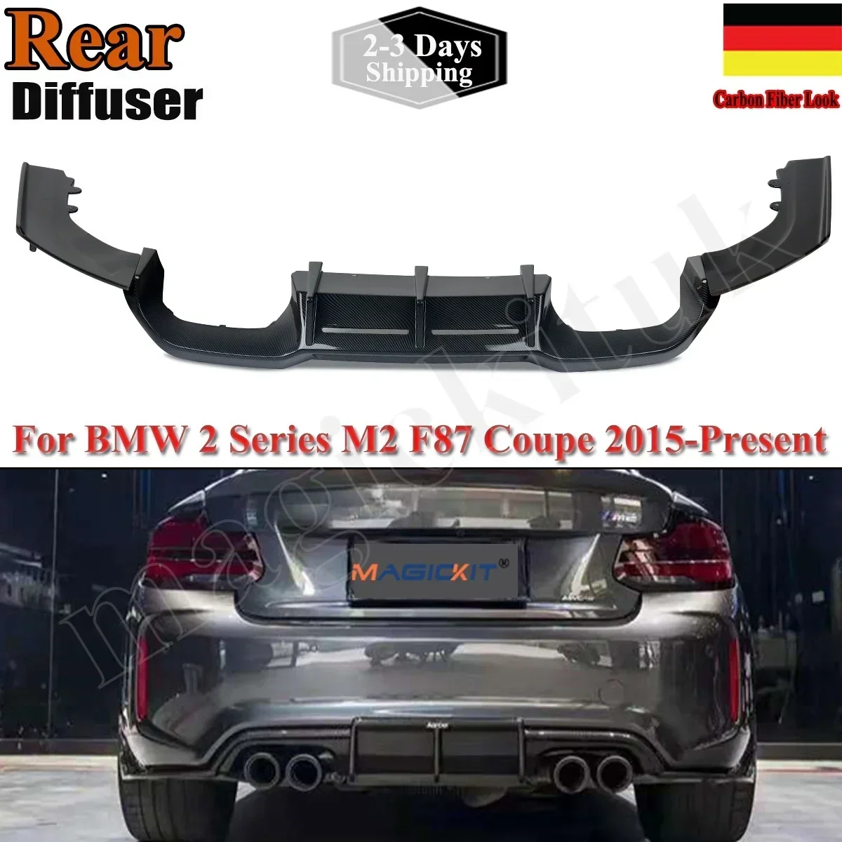 MagicKit-Carbon-Fiber-Style-Rear-Diffuser-For-BMW-F87-M2-M2-Competition ...