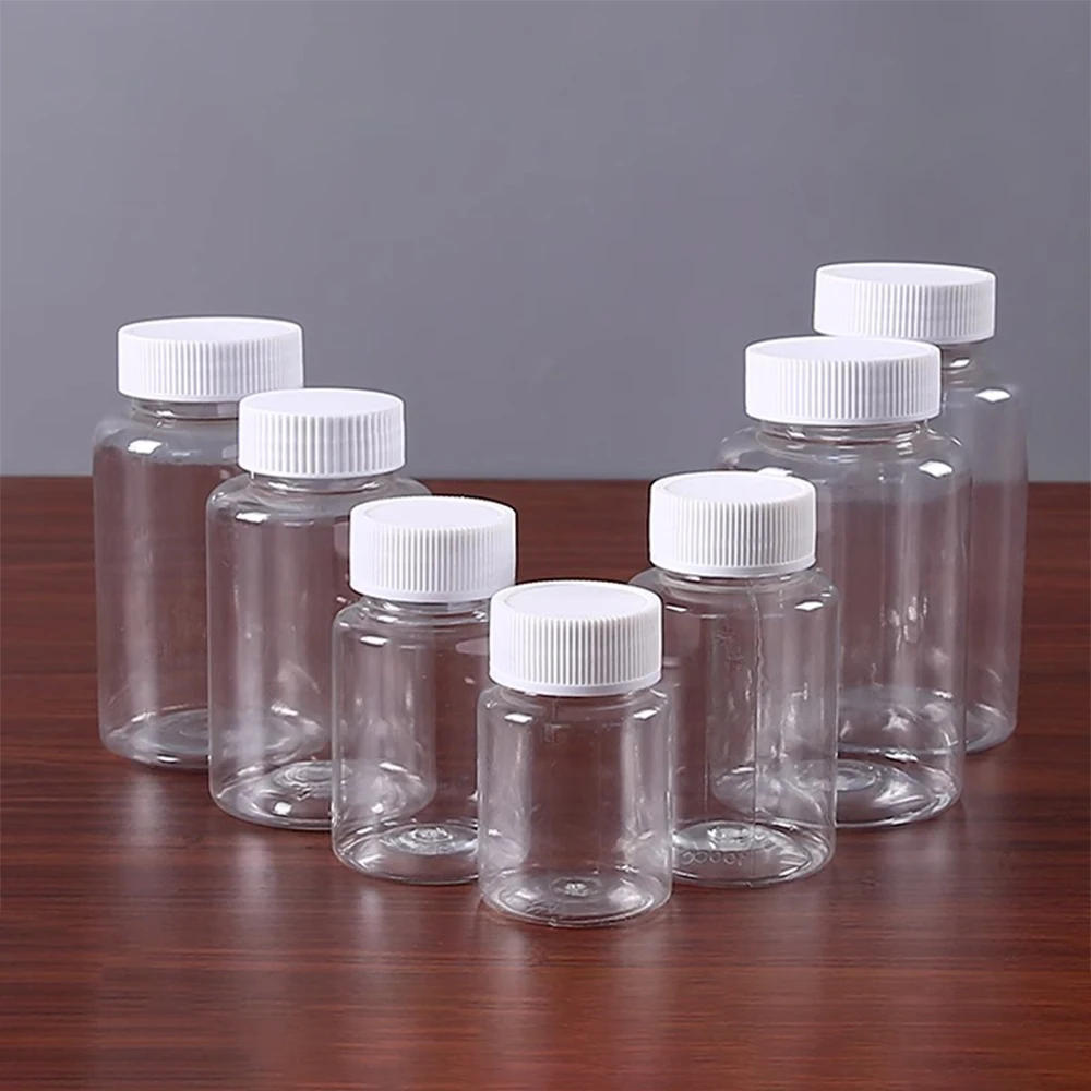 50PCS-15ml-20ml-30ml-100ml-Plastic-PET-Clear-Empty-Seal-Bottle-Solid ...