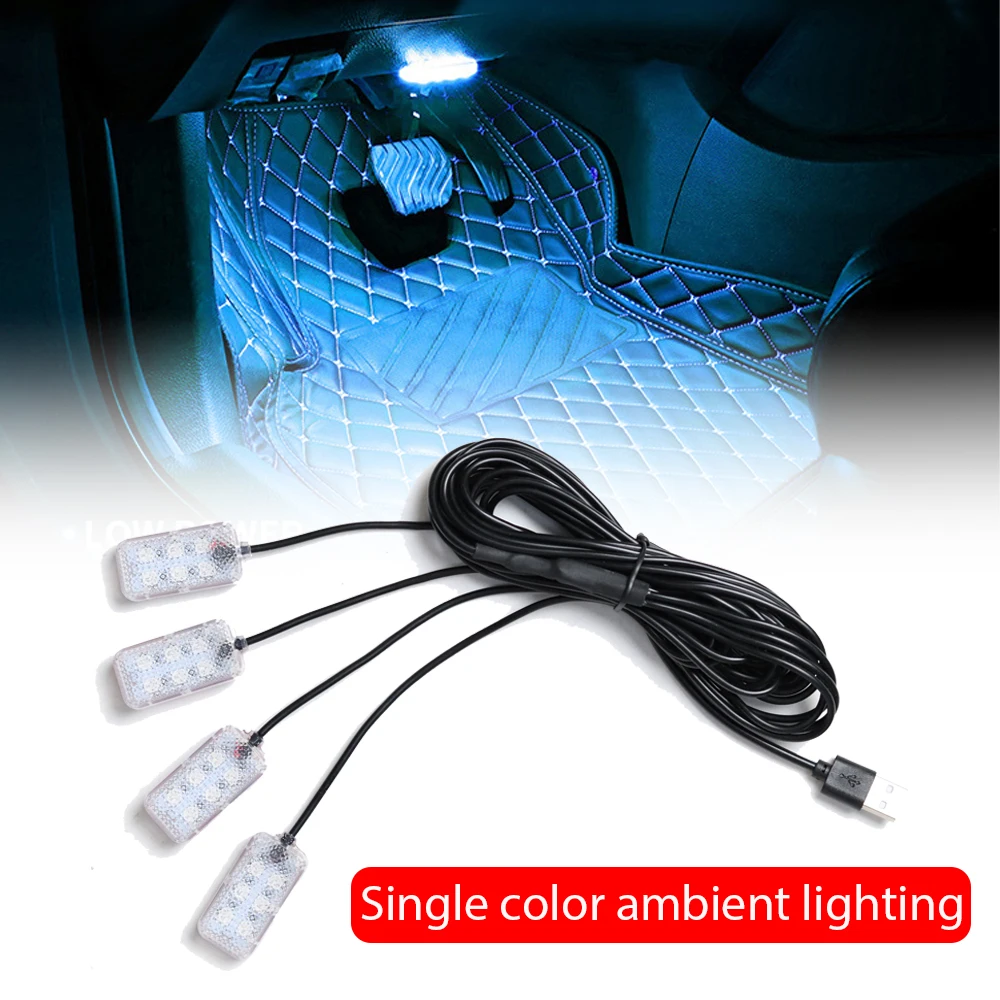 LED Car Interior Ambient Foot Light Strip Neon Lighting Backlight Kit ...