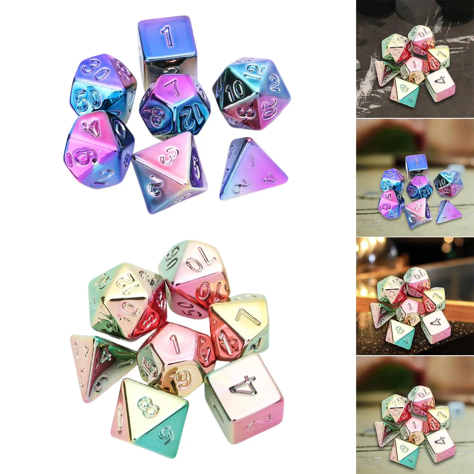 7 Pieces Polyhedral Dices D6 D4 D8 D10 D12 D20 for Role Play Drinking ...