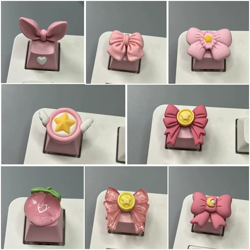 DIY-Customized-Bow-Key-cap-Rabbit-Ear-Transparent-R4-Cross-Axis-Game ...