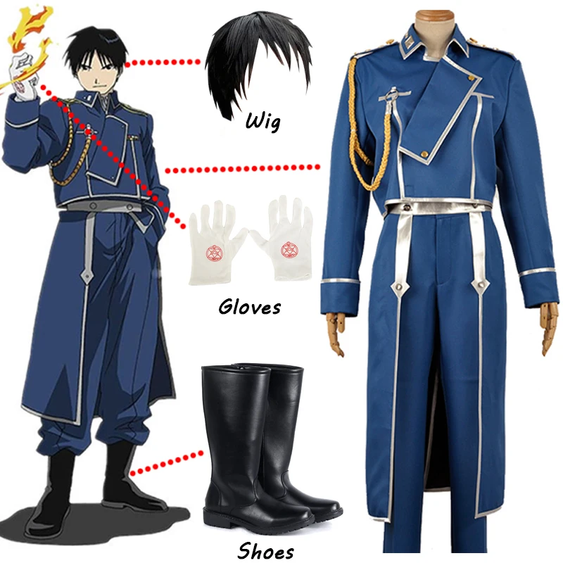 Military Uniform Suit Coat Pants Apron Gloves | Anime Fullmetal ...
