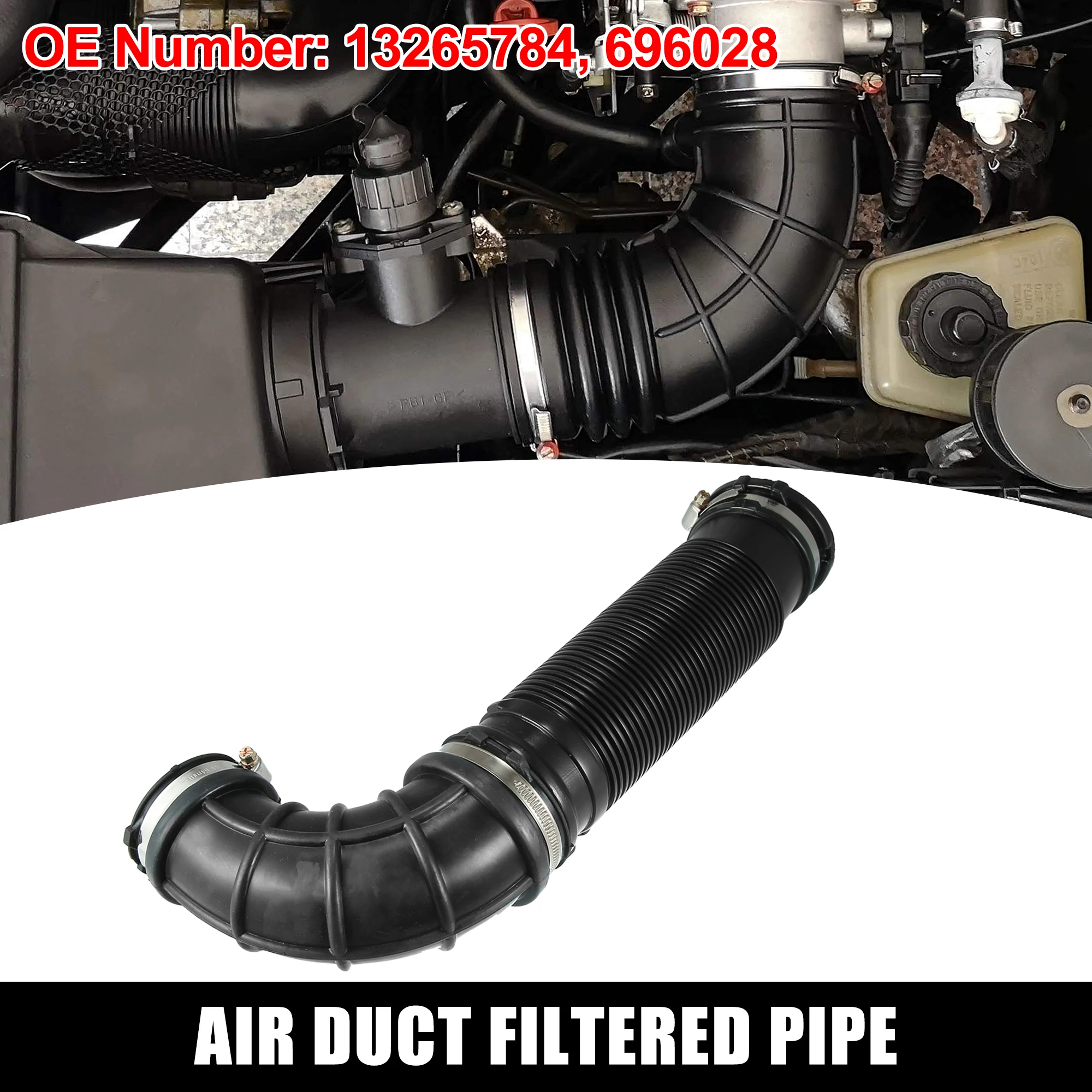 X Autohaux Auto Engine Air Duct Filtered Pipe Air Intake Hose Filter ...