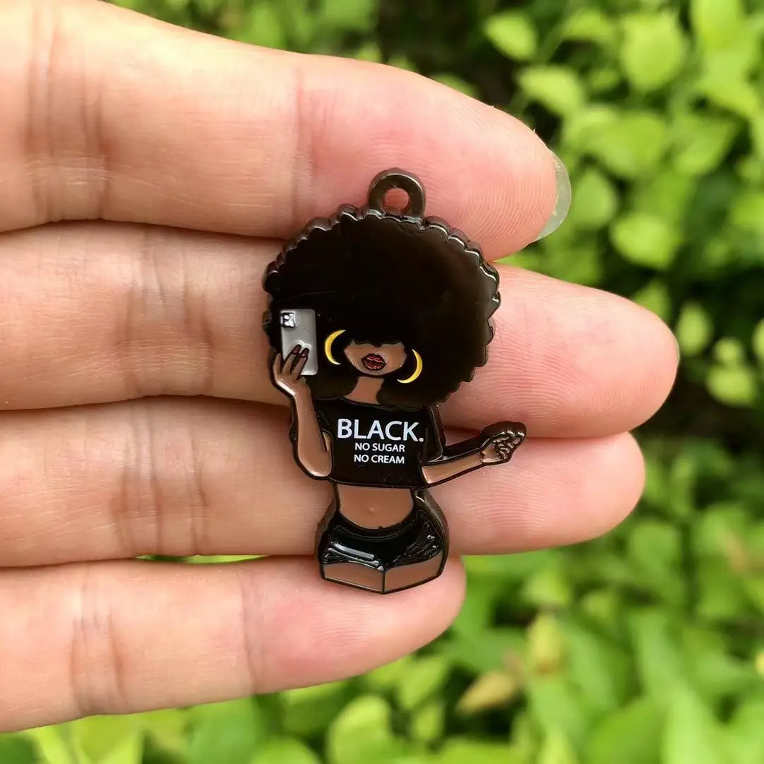 Black Girl Charms Jewelry Making | Afro Woman Charms Bracelet - 5 Pcs ...