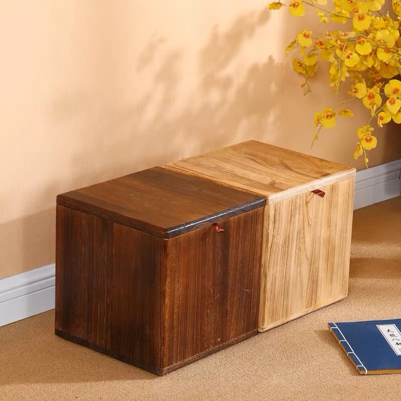 Solid-Wood-Storage-Stool-Creative-Multifunctional-Furniture-Square ...