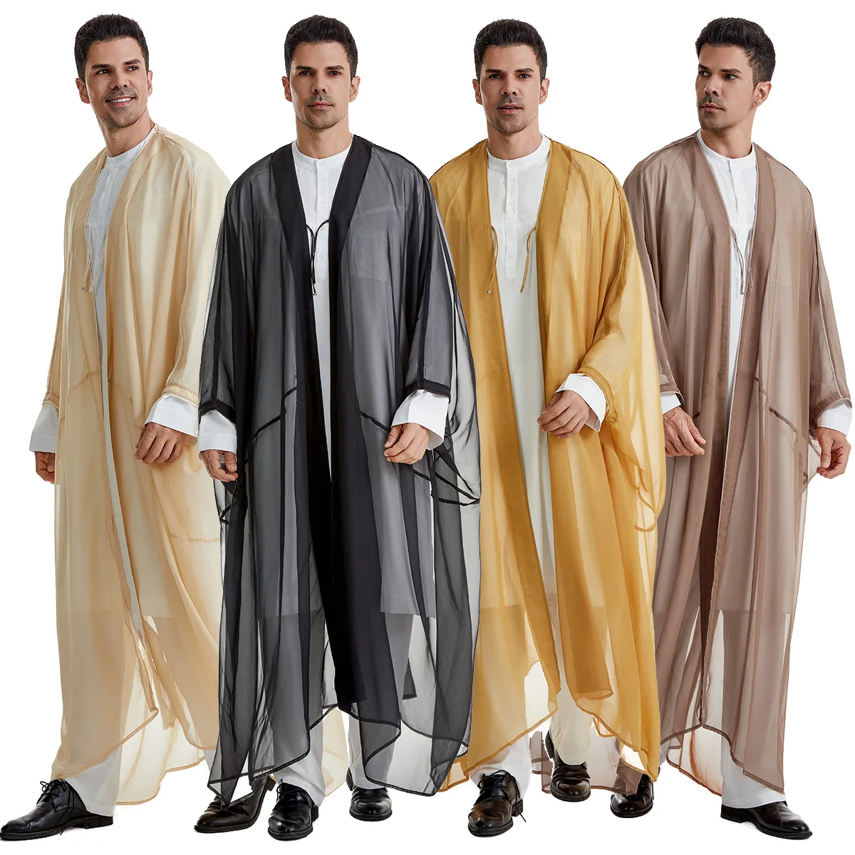 Ramadan Eid Abayas Prayer Kaftan Men Muslim Kimono Open Abaya Turkey ...