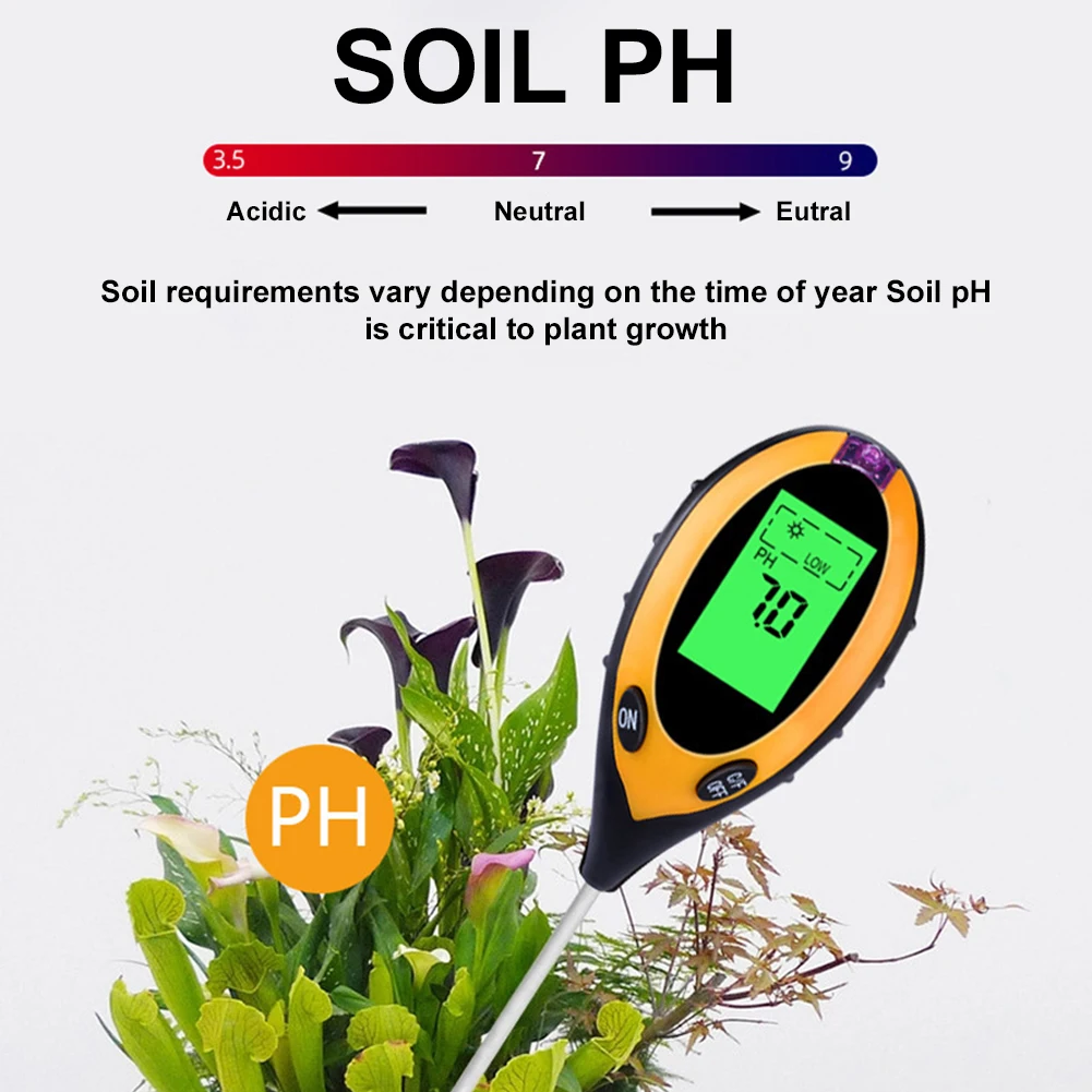 4 In 1 Digital Soil Tester with LCD Backlight Digital Soil Analyzer ...