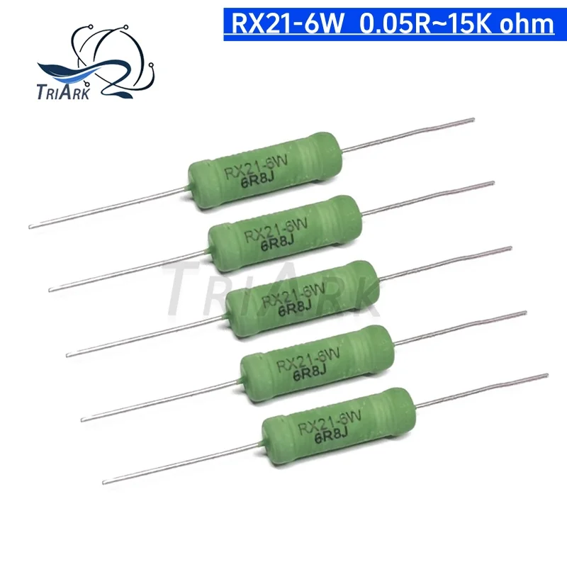 5PCS Wire Wound Resistance RX21 6W 0.05R 0.1R 1R 2R 5.1R 10R 27R 39R ...