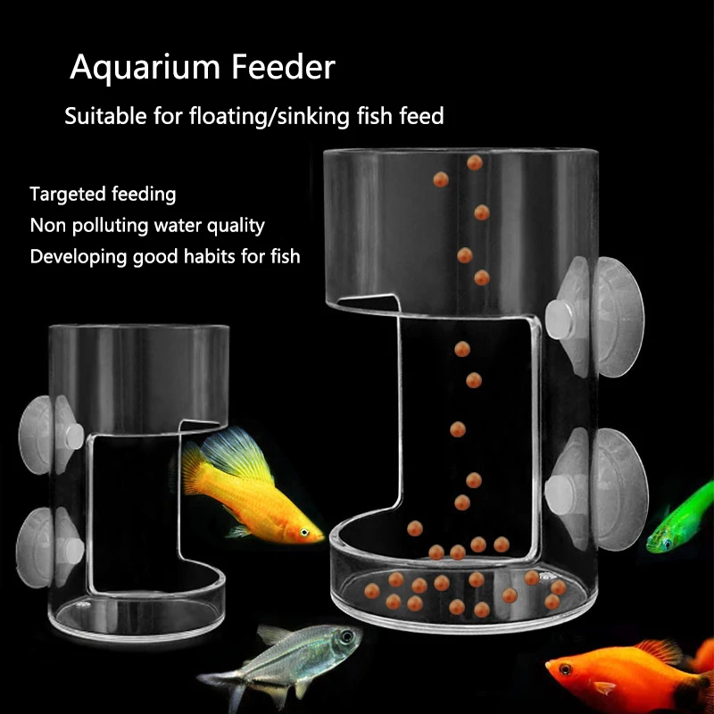 Highly Transparent Square/Round Aquarium Feeder Bowl Fixed-Point ...