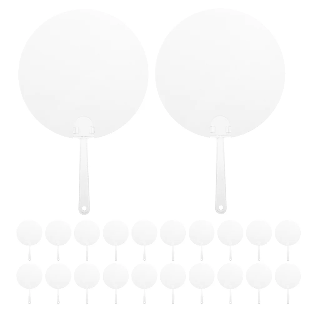 50Pcs Transparent DIY Blank Fans Handheld Round Fans for Painting Craft ...