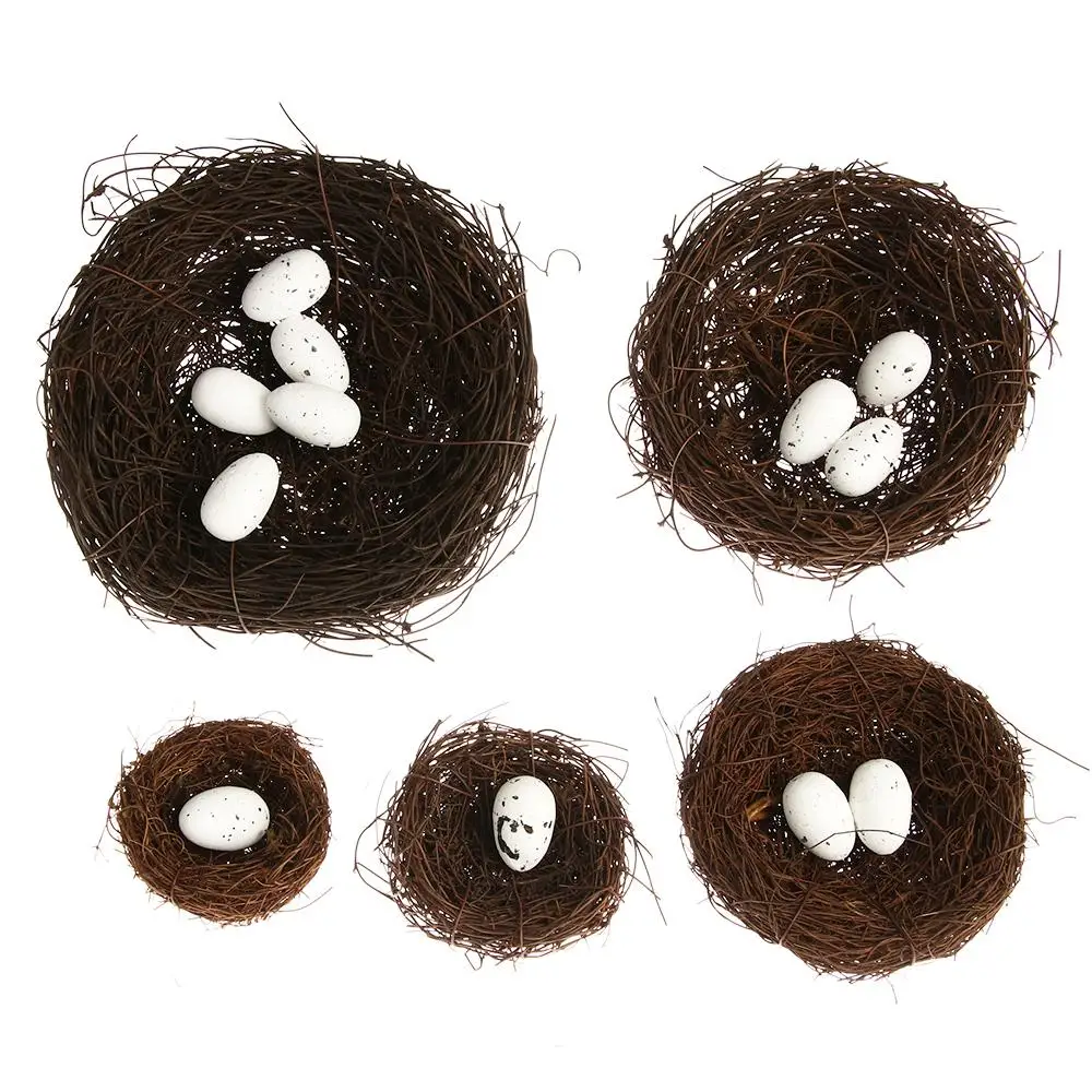 1Set-Artificial-Birds-Nest-Toad-Vine-Woven-Fake-Eggs-Straw-Roost-Easter ...