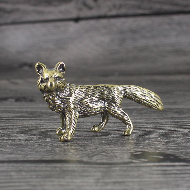Solid Brass Fox Figurines Miniatures Desk Ornaments Art Crafts Retro ...